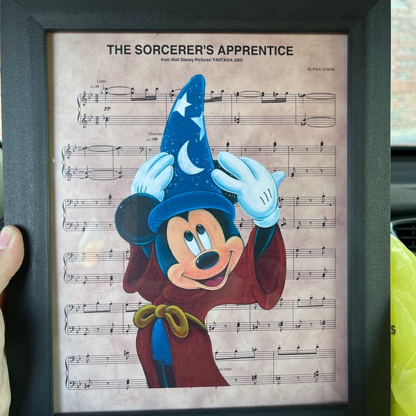 Mickey Mouse, Fantasia, the Sorcerer's Apprentice Sheet Music Art Print ...