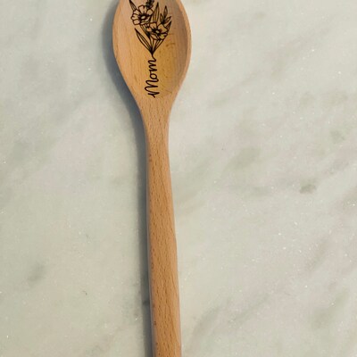 Mother's Day Spoon Personalized Wooden Gift for Mom Flower Bouquet Mom ...