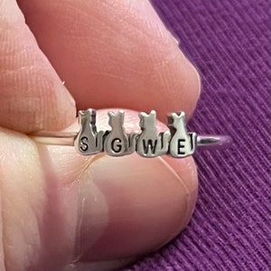 925 Silver Cat Family Ring,cat Ring,cat Lover Gift,animal Ring,family ...