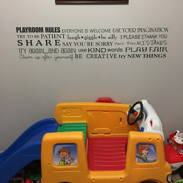 Playroom Rules Horizontal Toy Room Words Vinyl Wall Decal Art - Etsy