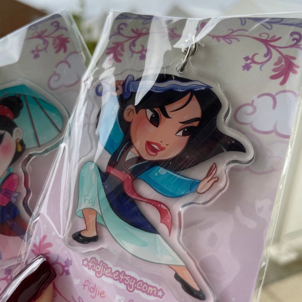 Keychains Disney Princesses Acrylic Charms Cute Gifts Heroines Ariel ...