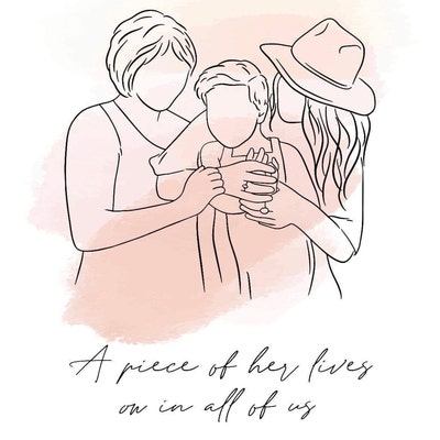 MEMORIAL GIFT, Memorial Portrait, Digital Art, Line Drawing, Family ...
