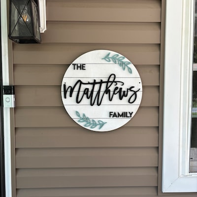 Family Name Sign, Last Name Decor, Last Name Sign, Year Round Wreath ...