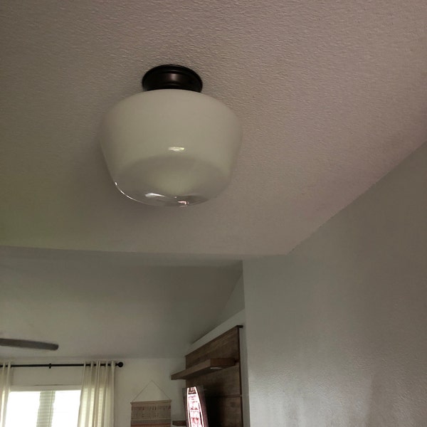 Large Schoolhouse Milk Glass Light Fixture Machias -ceiling Lighting ...