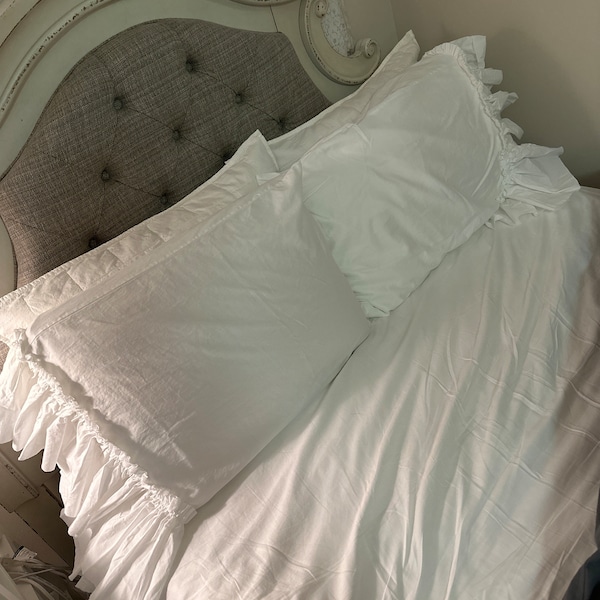 Ruffled Percale Sheet Set | Shabby Chic Bedding | Ruffled Bedding ...