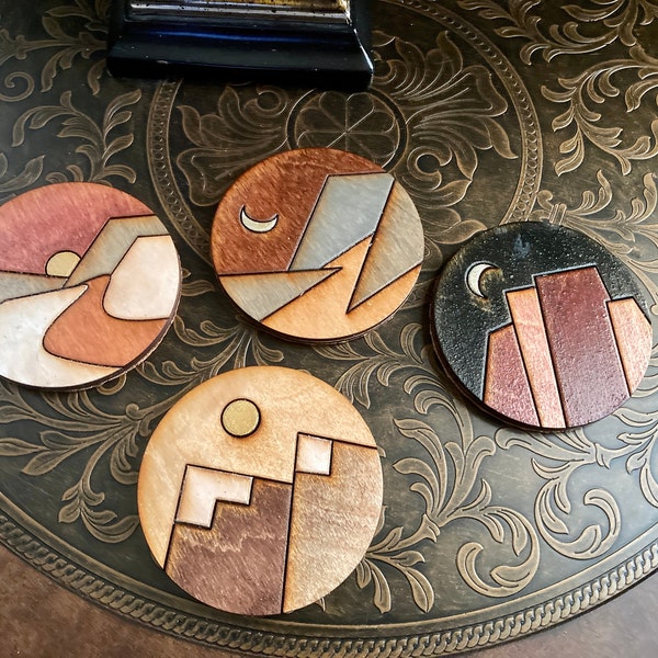 Geometric Mountains Coaster Set - Etsy
