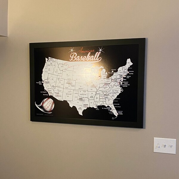 Personalized Baseball Stadium Map: Baseball Park Push Pin Map ...