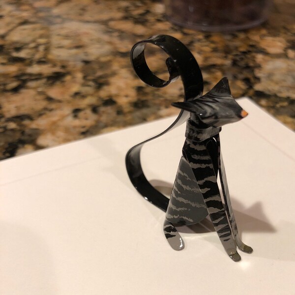 Sitting Cat Sculpture Handmade Copper, Collectible Miniature Cat Art ...