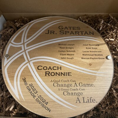Personalized Wood Acrylic Basketball Coach Gift Plaque With Coach and ...