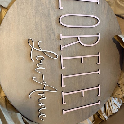 Customized Baby Name Sign 12-36 Inch Baby Shower Round - Etsy