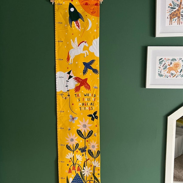 Children's Fabric Height Chart the World is Full of Magical Things ...