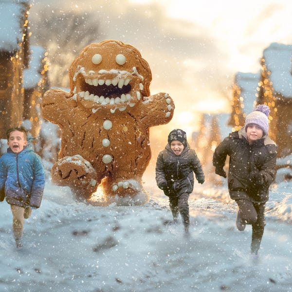 Gingerbread Digital Backdrop, Running From Gingerbread Cookie Monster ...