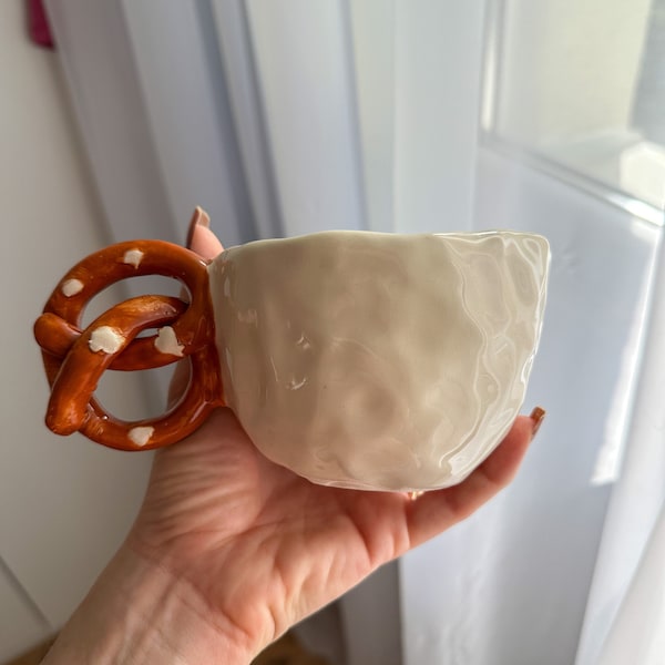 Handmade Ceramic Pretzel Mug: Unique Coffee Lover Gift, Original Design ...