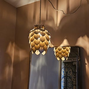 Modern Wooden Pendant Light Round Bedroom Lampshade Ceiling Lamp for ...