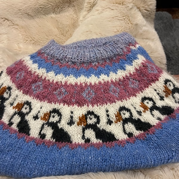 Puffin Birds Icelandic Lopapeysa Sweater Knitting Pattern PDF — Nordic ...