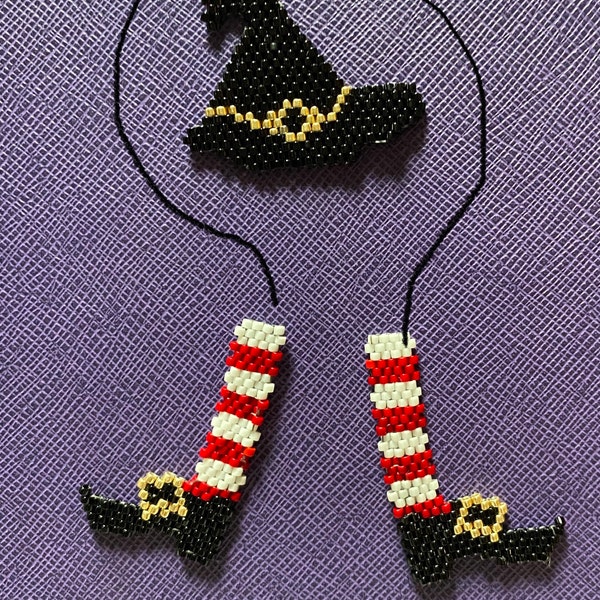 Witch Earrings Patterns Beaded Design Halloween DIY Accessorry Wizard ...