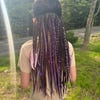 Thin Twisted Synthetic Dreads + Black Fishtail Braids Black and Purple ...