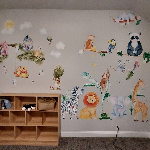 Nursery Wall Decal - Jungle Animals Stickers for Wall - Safari Animals ...