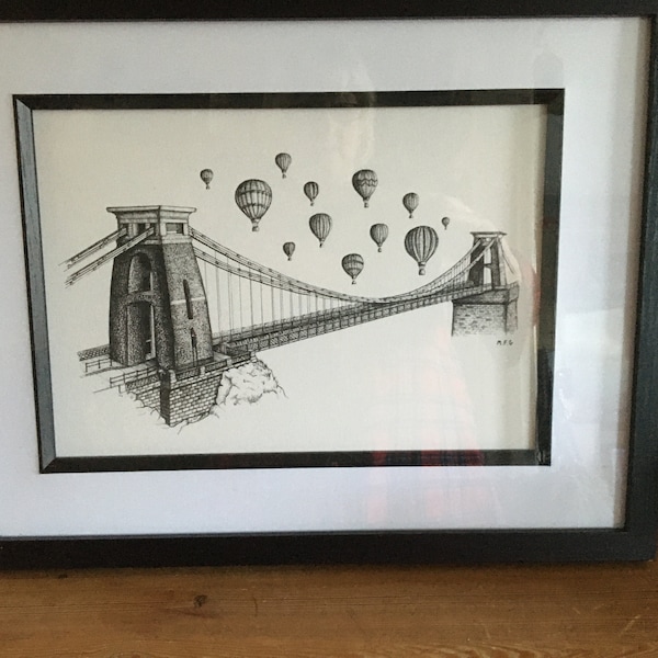 Hand Illustrated Bristol Print, Clifton Suspension Bridge Print ...