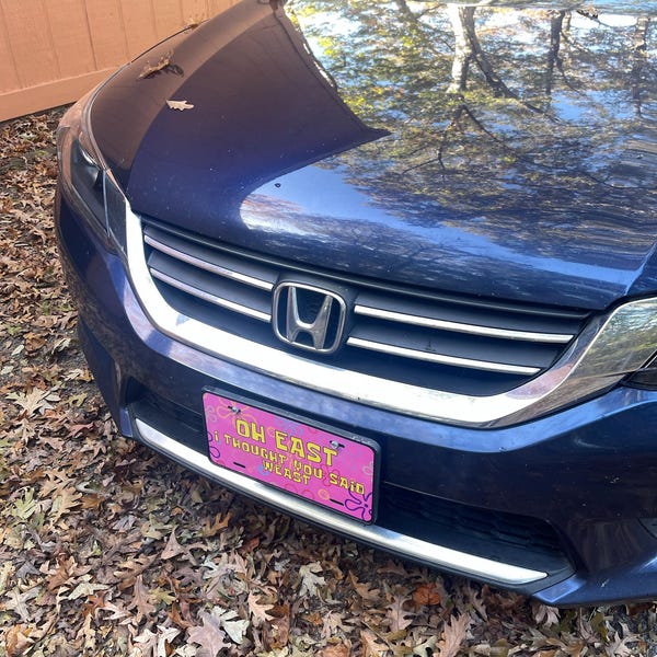 Pink Oh East Funny Front License Plate for Car, Vanity Plate, Cute Car ...