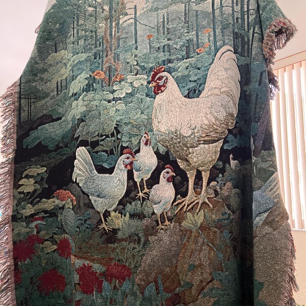 Rustic Farmhouse Chicken Tapestry Blanket | Funny Chicken Mom Gift ...
