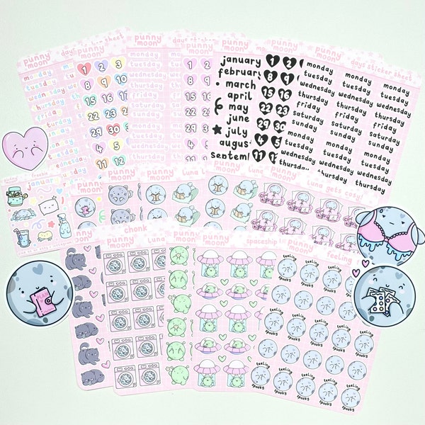 Pink Days of the Week Sticker Sheet| Cute Weekday Planner Stickers ...