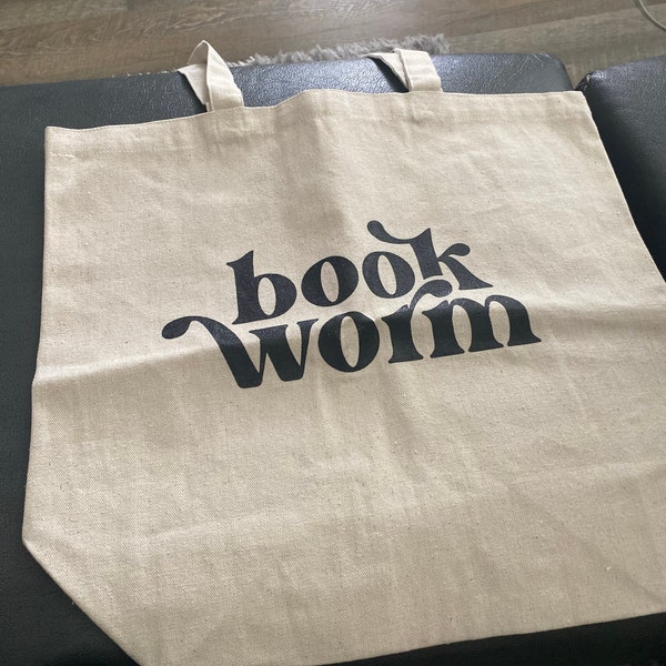 Bookworm Tote Bag • Modern Cotton Canvas Tote Bag for Literature Lovers ...