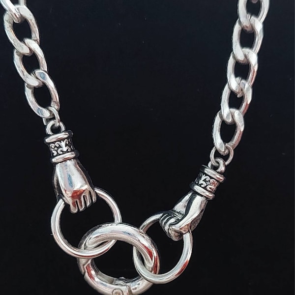 Silver Open Ended Hand Necklace, Hold on to Hope Necklace, Grasping ...