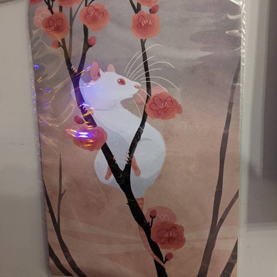 Peach Blossom Rat 12x18 Year of the Rat Art Print - Etsy