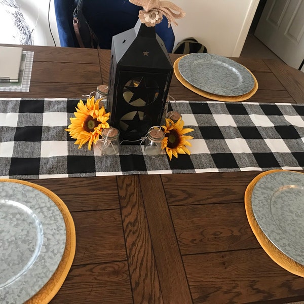 Buffalo Check Table Runners Black & White Table Runner Buffalo Check ...