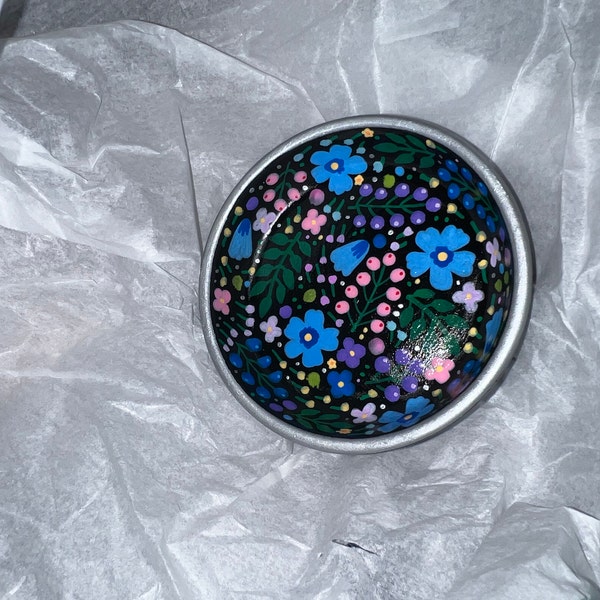 Retro Colorful Cocktail Trinket Dish, Hand Painted Clay Ring Dish, Bar ...