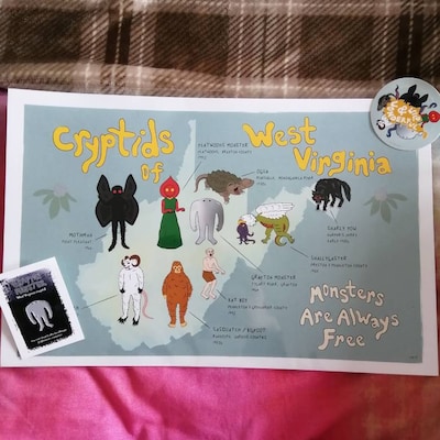 Cryptids of West Virginia Map - Etsy
