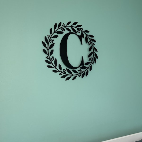 Personalized Classic Initial Metal Sign, Metal Circle Letter Monogram ...