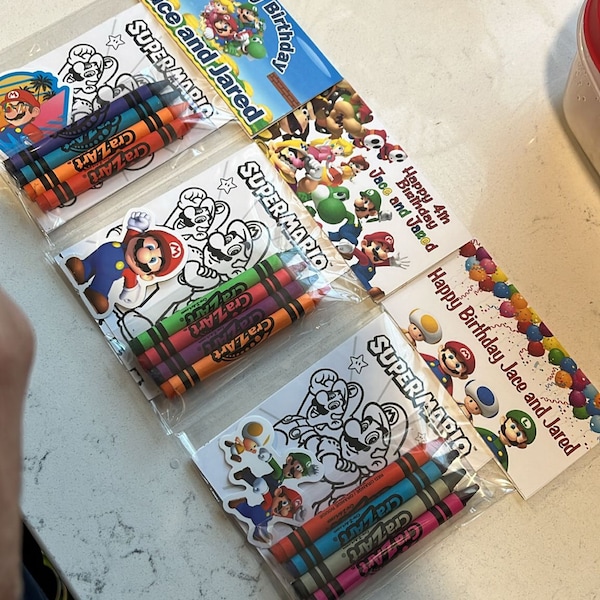 Super Mario Bros Coloring Party Favor Pouch & Crayons-birthday Theme ...
