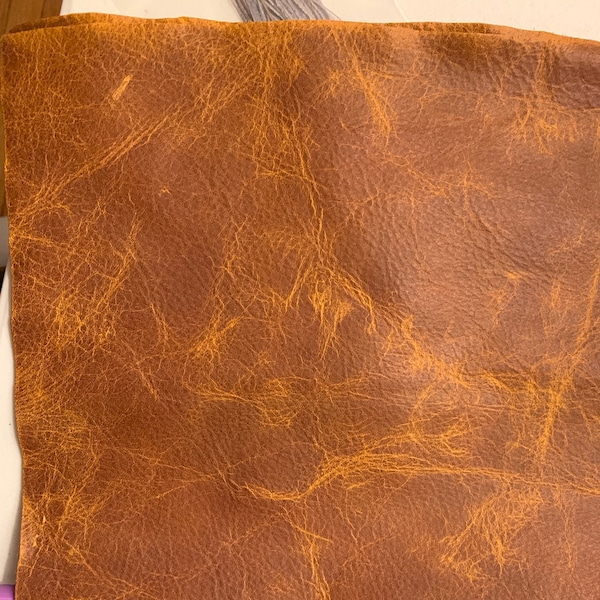 Tan Distressed Cowhide Leather: 8.5" X 11" Pre Cut Pieces - Etsy