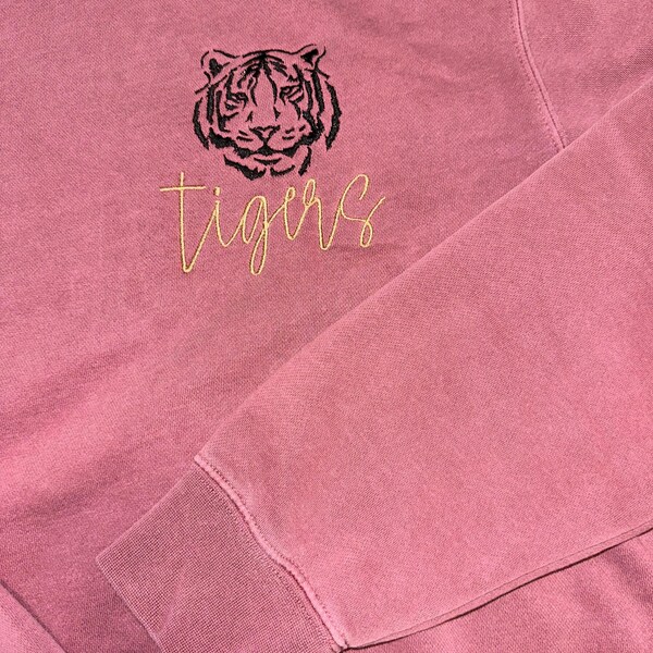 Tiger Face Embroidered Sweatshirt, Purple Tigers Sweatshirt, Orange ...