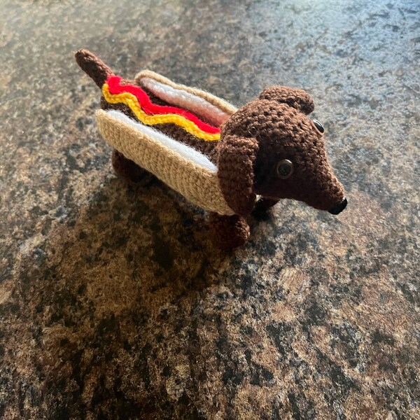 Frank the Hot Dog Crochet Pattern / Dachshund Wiener Dog Crochet Doll ...