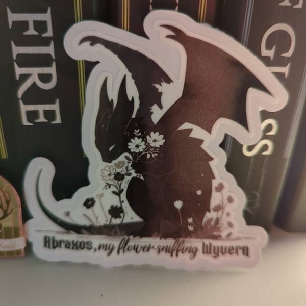 Abraxos Flower Sniffing Wyvern Sticker - Throne of Glass Inspired - Etsy