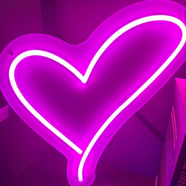 Heart Neon Sign, Love Heart Neon Sign, Love Sign, Minimalist LED Neon ...