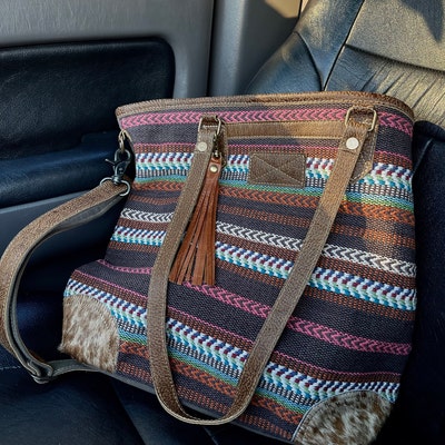 Wool and Leather Hobo Bag, Boho Wool Bag, Pilot Rock Wool Fabric ...