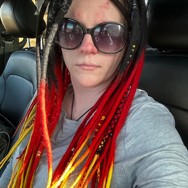Wool Ombre Dreadlocks “phoenix”: Black Red Yellow Orange Boho Dreads ...