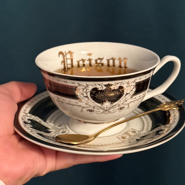 Four 22k Gold Spooky Halloween Potion/spells/witches Brew/poison Teacup ...