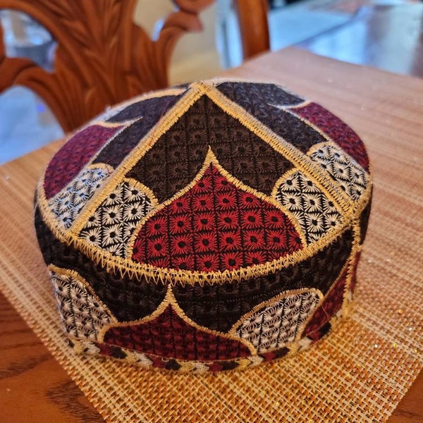 Omani Kufi Koofi Hat Topi Embroidery Handmade Cap Islamic Muslim Size ...