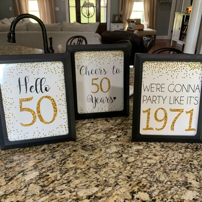 50th Birthday Decoration, 50th Birthday Signs Bundle, Cheers to 50 ...