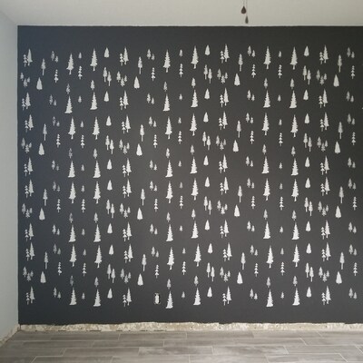 Fir Tree Forest Pattern Wall Stencil Large Wall Stencils, Tree Stencil ...
