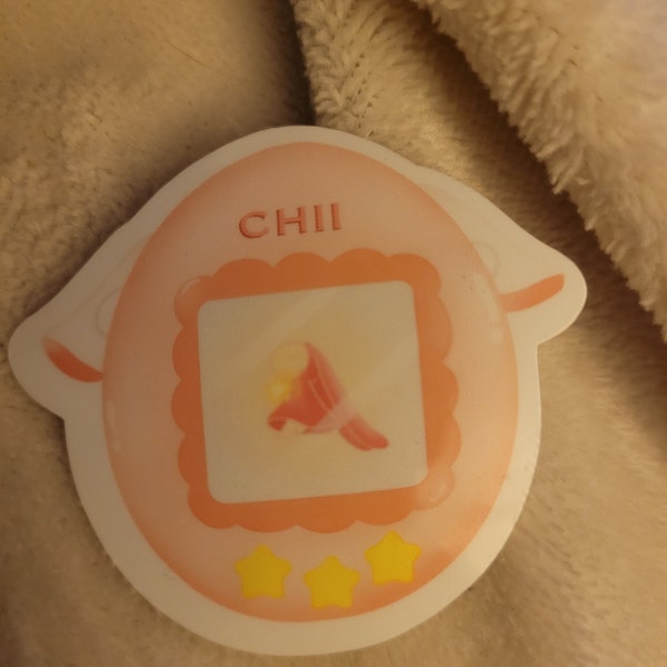 Pink Stars Chobits Rabbit Tamagotchi Sticker | Glossy Vinyl Waterproof ...