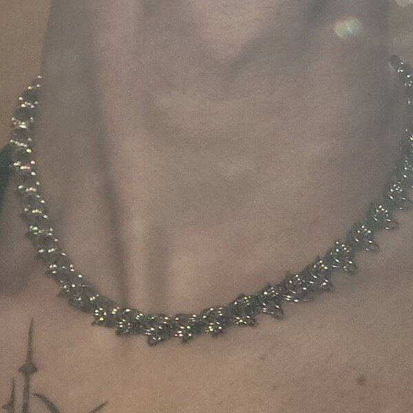 7mm Rosetta Chainmail Link Choker / Necklace Stainless Steel Gothic ...