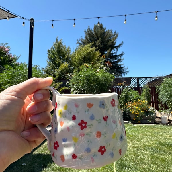 Periwinkle Flower Handmade Ceramic Mug Hand Painted Dainty - Etsy