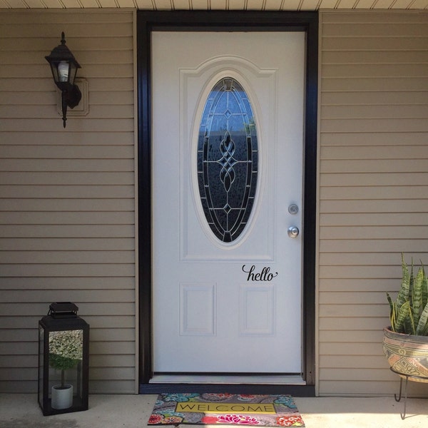Front Door Decal, Personalized Decal, Custom Vinyl Lettering, Hello ...