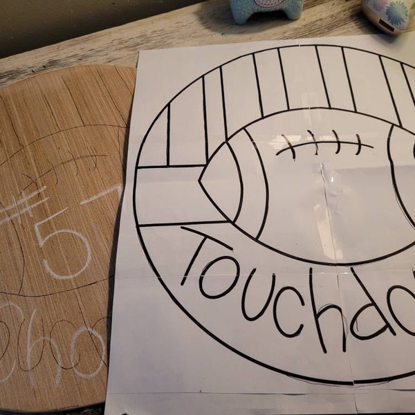 Touchdown Football Round Door Hanger Template - Etsy